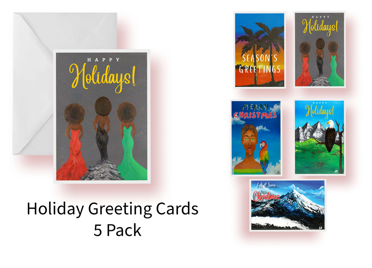 5 pack Holiday Theme Greeting Cards — VIBE ART